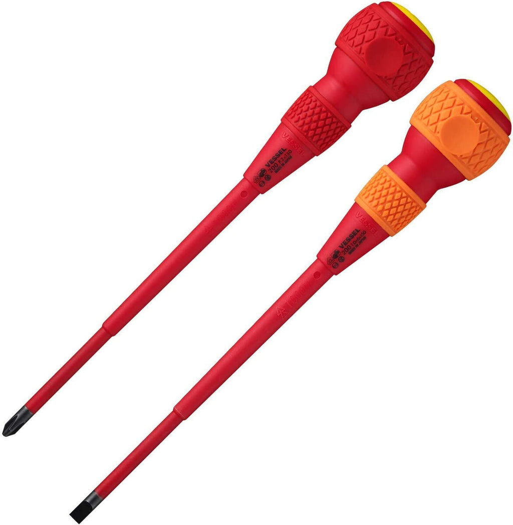 VESSEL Ball Grip Insulated Screwdriver 2-Piece +2×150 / -6×150 202PS-2 ...