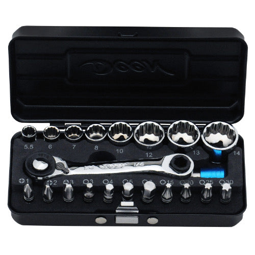 DEEN 1/4SQ Bit & 12 Square Socket Ratchet Set DNCRBS21W – Supreme handtools